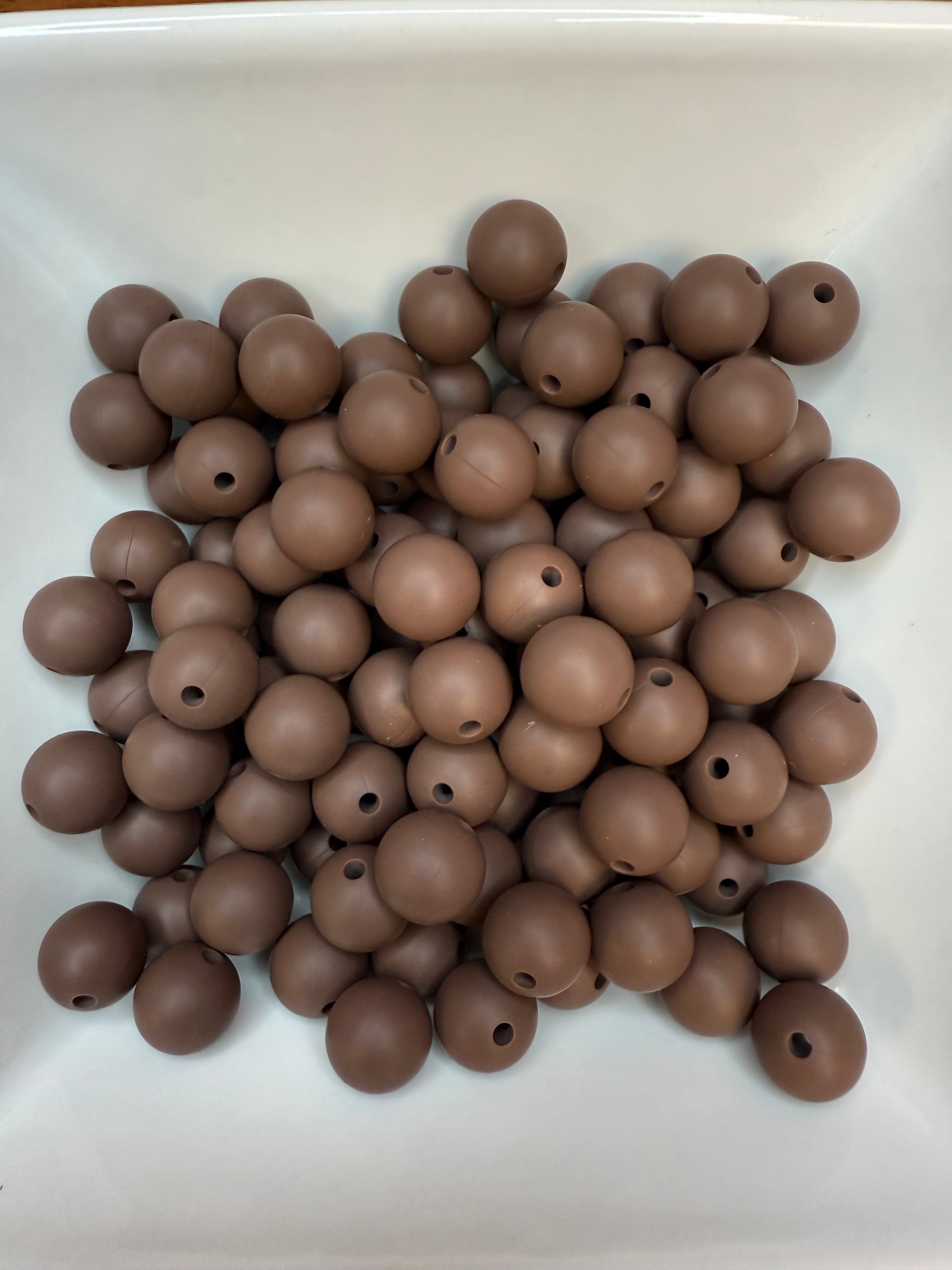12mm Coco brown silicone bead – Fire and Hyde Bead Supply