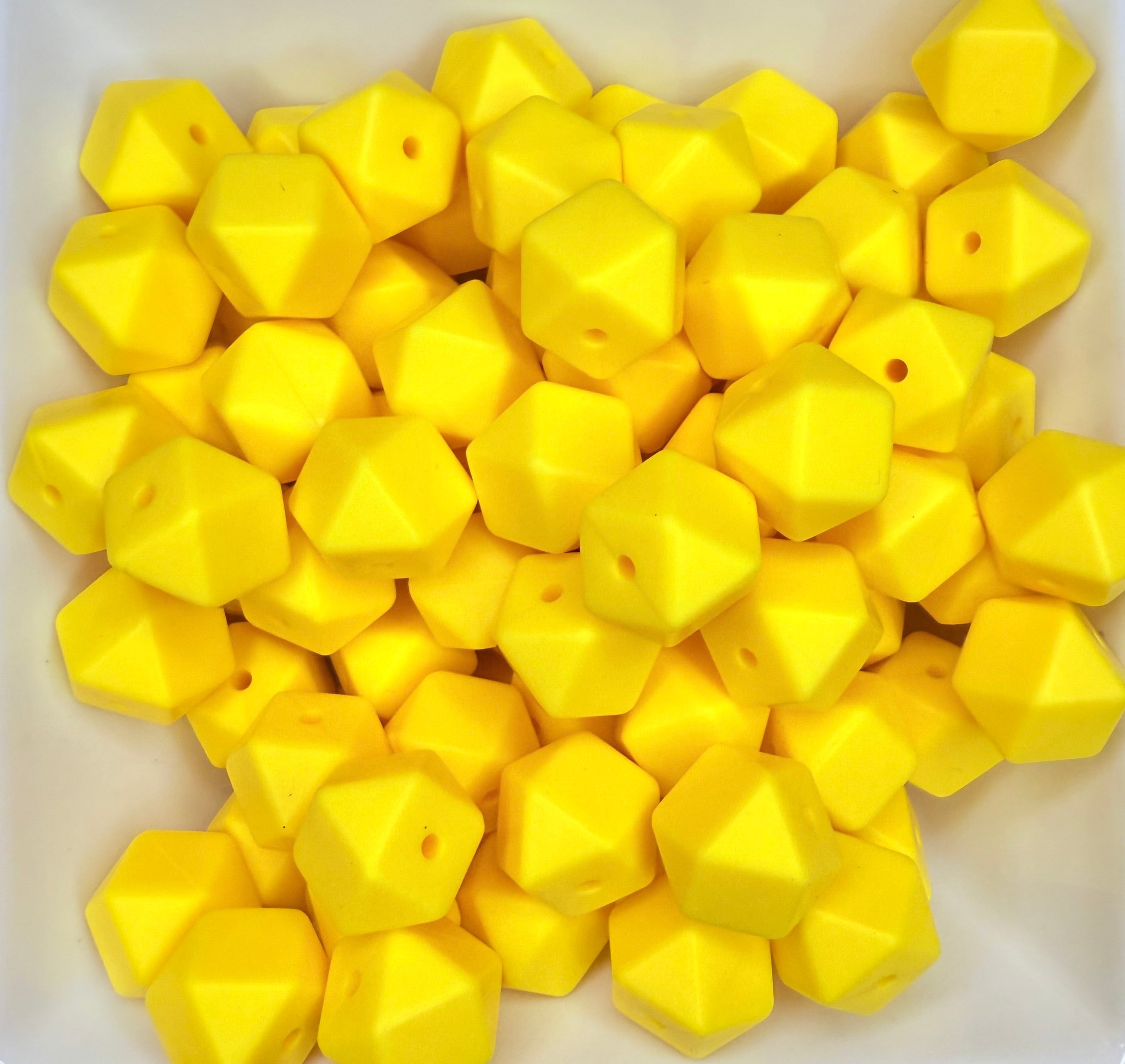 14mm Yellow hexagon – Fire and Hyde Bead Supply