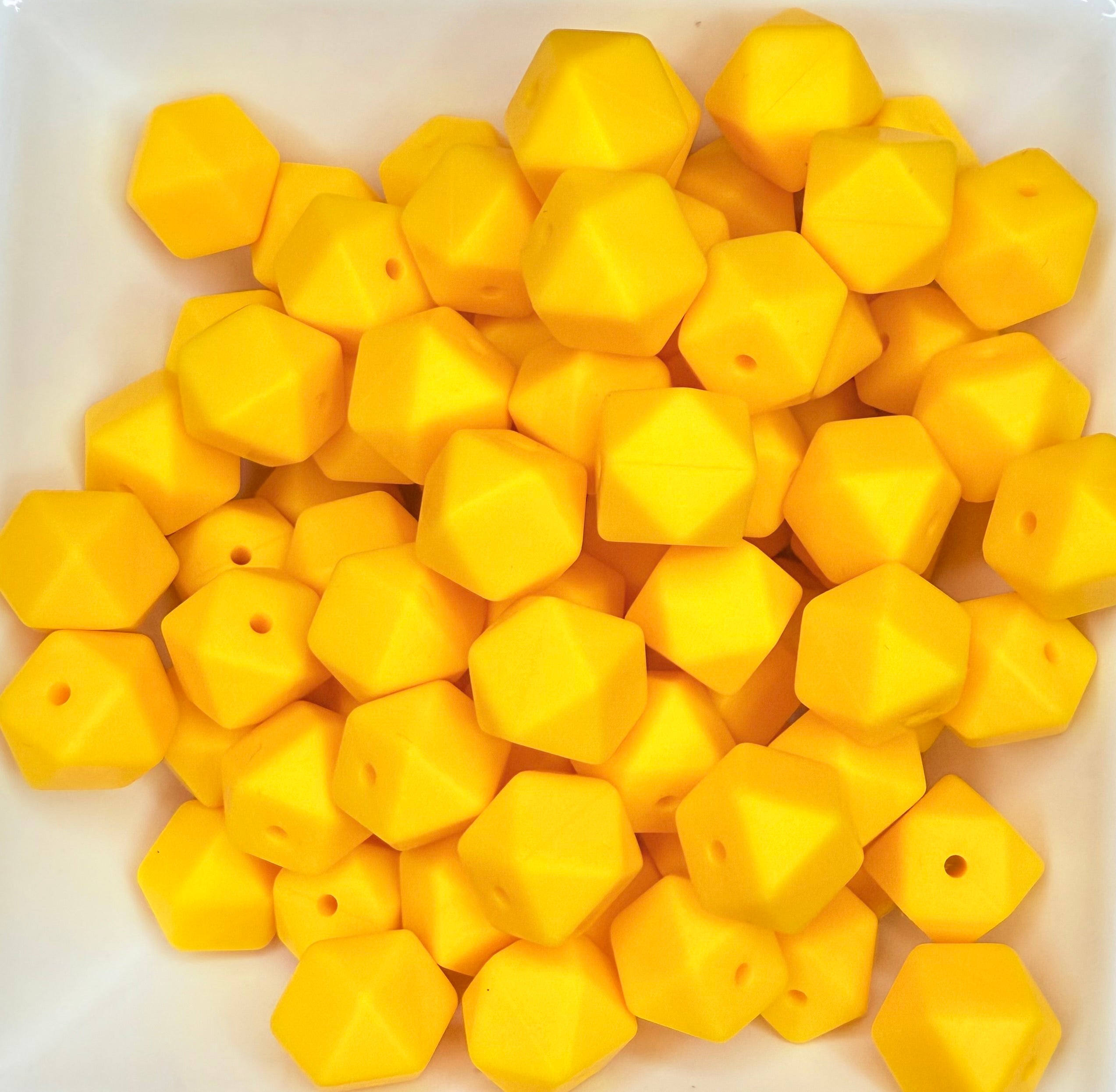 14mm Deep yellow hexagon – Fire and Hyde Bead Supply