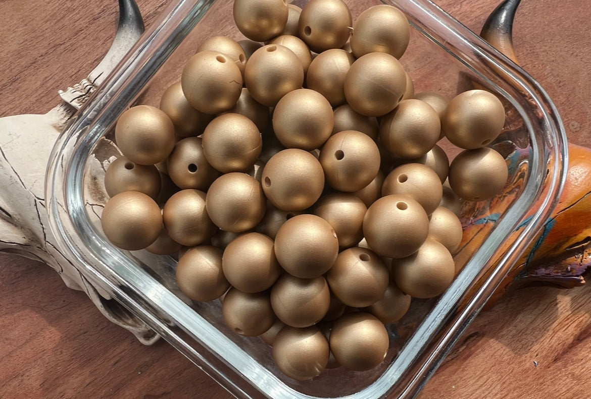 15mm metallic gold bead – Fire and Hyde Bead Supply