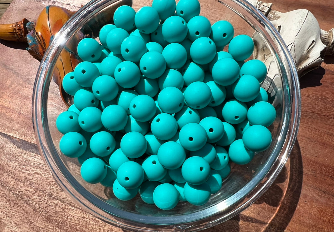 15mm Bright Turquoise silicone bead – Fire and Hyde Bead Supply
